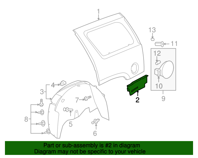 2007-2014 GM Passenger Side Body Side Outer Panel Filler 25997546 ...