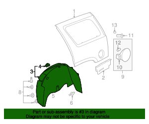15938666 - Passenger Side Rear Wheelhouse Liner 2007-2014 GM ...