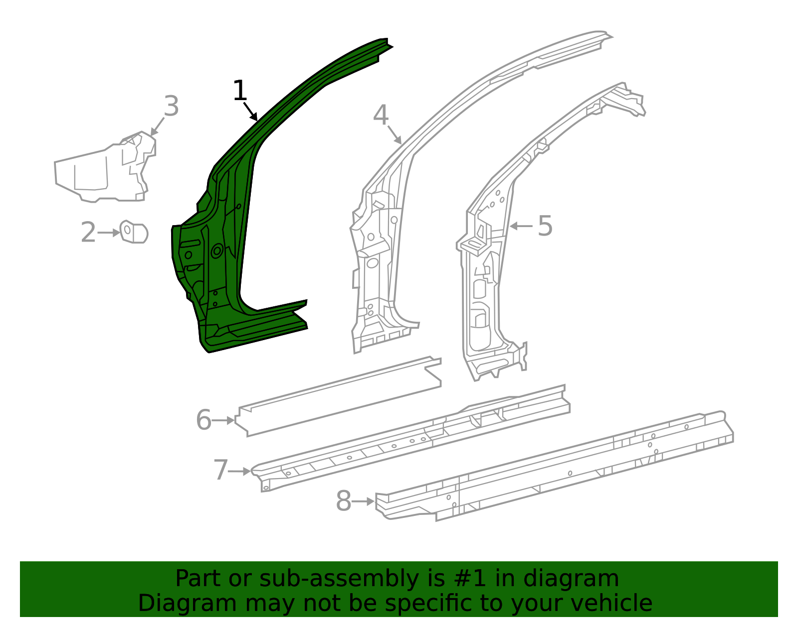 2016-2023 Toyota Tacoma Hinge Pillar 61131-04061 | Toyota San Diego Parts