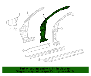 61108-04030 - Pillar Reinforced - 2016-2023 Toyota Tacoma | OEM Parts Quick