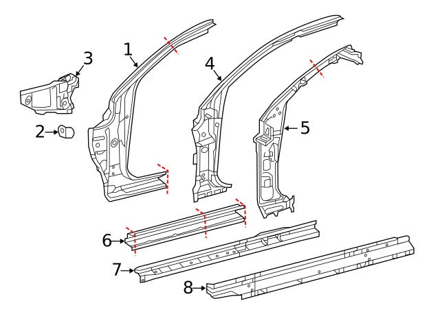 2016-2023 Toyota Tacoma Inner Pillar 61014-04030 | Toyota Parts Express