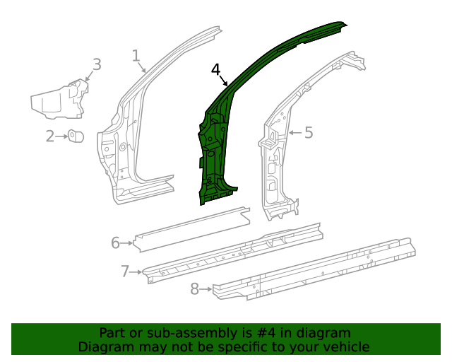 61108-04030 - Pillar Reinforced - 2016-2023 Toyota Tacoma | OEM Parts Quick