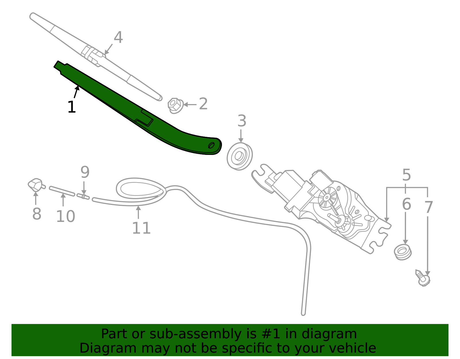 98820-R0000 - Back Glass Wiper Arm 2022-2025 Kia Carnival | Kia.Parts