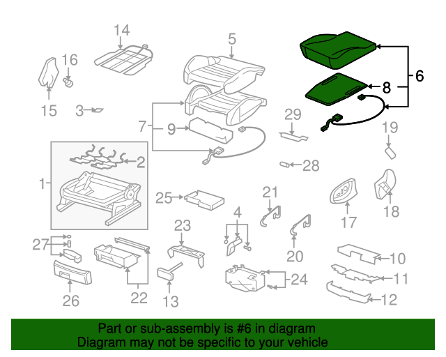 2002-2008 Audi Seat Cushion Pad 8E0-881-361-M | Genuine Audi Parts