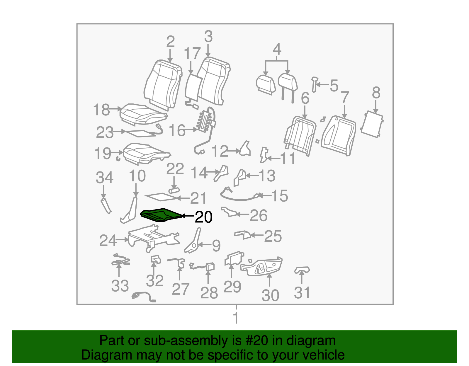 2003-2012 GM Front Seat Cushion Frame 25971448 GM | GMPartsDirect.com