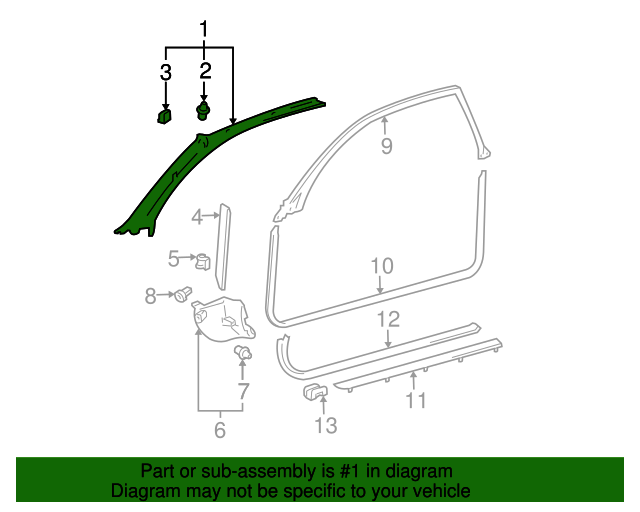 1999-2002 Toyota Solara Windshield Pillar Trim 62210-06020-B0 | Toyota ...
