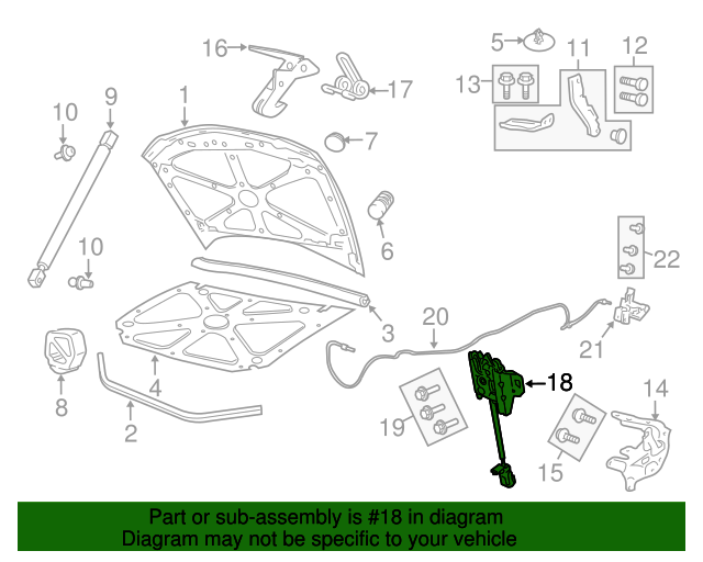 2008-2013 GM Hood Latch Assembly with Micro Switch 92258586 | QuirkParts