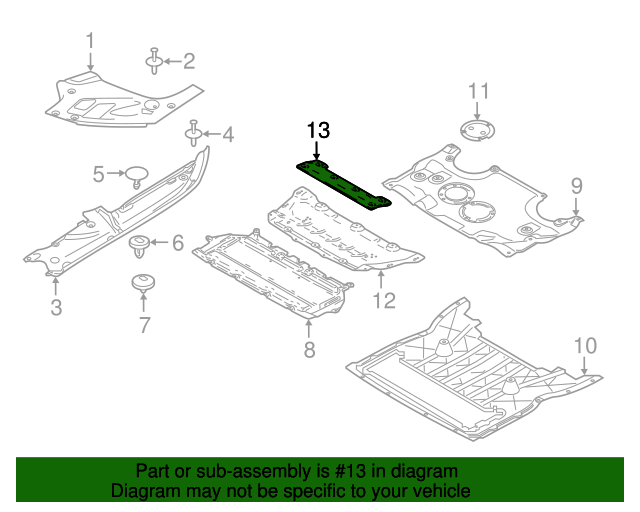 51757372272 - 2016-2022 BMW Skid Plate Insulator (51-75-7-372-272 ...
