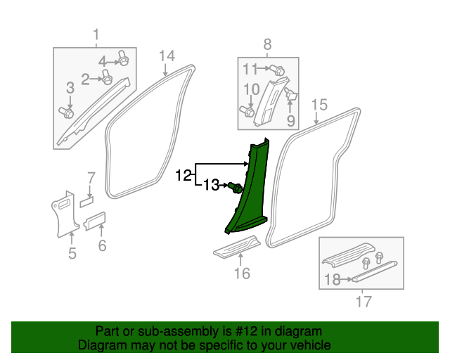 84121-SHJ-A01ZA - Lower Center Pillar Trim 2005-2010 Honda Odyssey ...