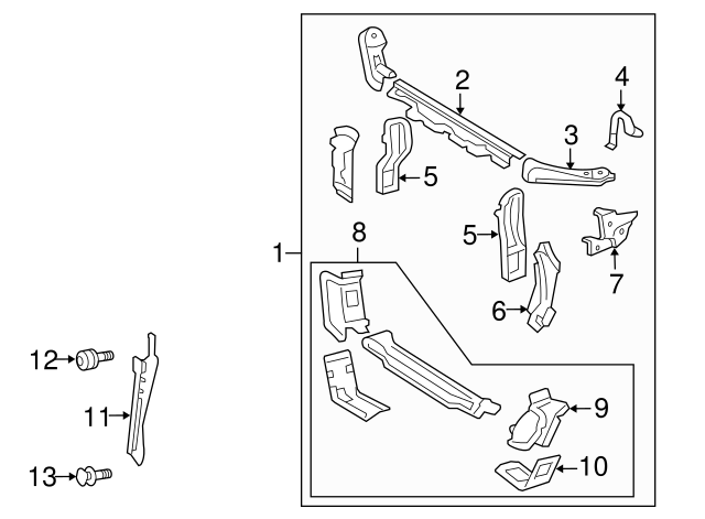 53201-33202 - Radiator Support For 2007-2012 Lexus ES350 | Lexus OE Parts