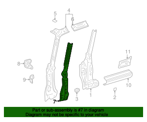 1996-1997 Toyota RAV4 Pillar Reinforced 61109-42011 | Toyota Parts Center