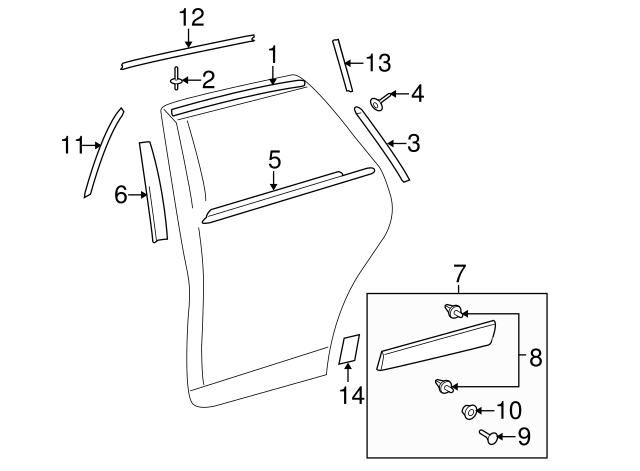 2009-2015 Toyota Venza Rear Molding 75766-0T010 | Toyota San Diego Parts