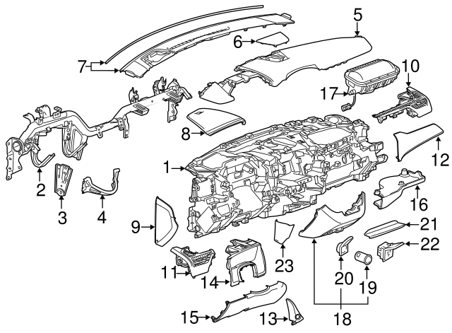 2015-2020 GM Passenger Side Instrument Panel Lower Trim Panel 84627683 ...