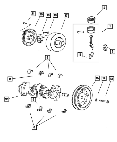 Crankshaft, Piston and Torque Converter for 2001 Dodge Grand Caravan ...