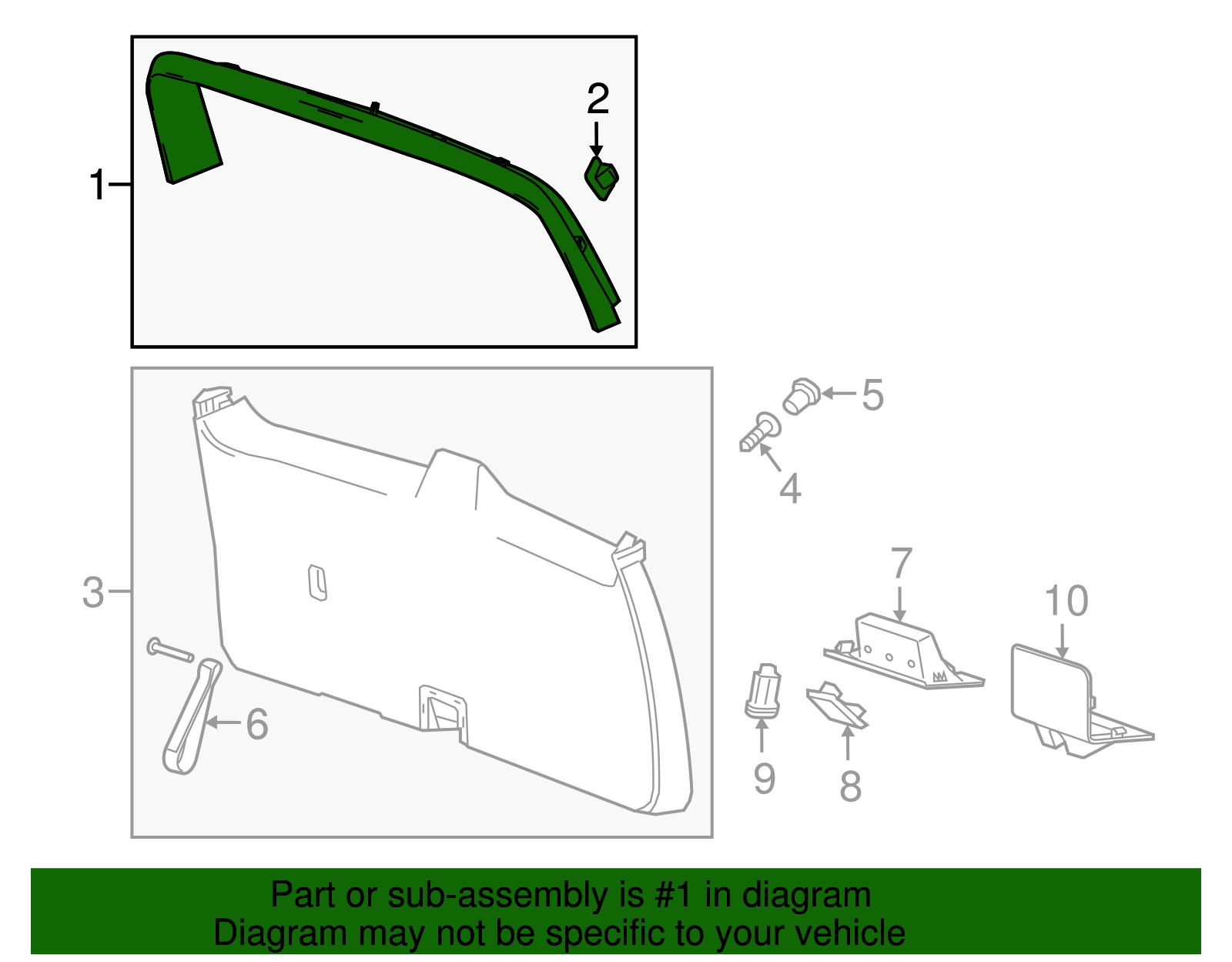 2015-2020 GM Jet Black Liftgate Upper Trim Finish Panel 84299959 GM ...