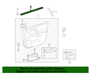 2008-2013 Toyota Highlander Inner Weather-Strip 68172-0E040 | OEM Parts ...