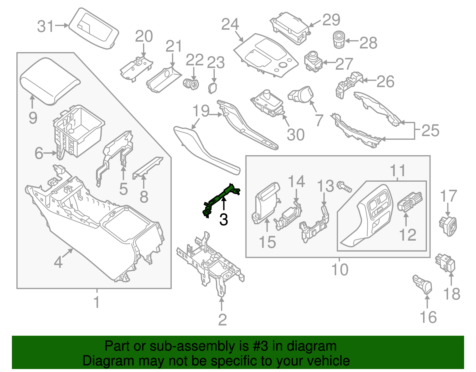 2013-2020 Infiniti Console Assembly Bracket 96991-3JA0A | Infiniti of ...