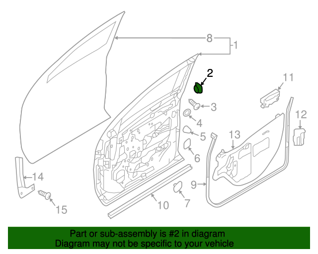 80874-AX000 - Door Shell Grommet 2003-2024 Nissan | Nissan Parts ...