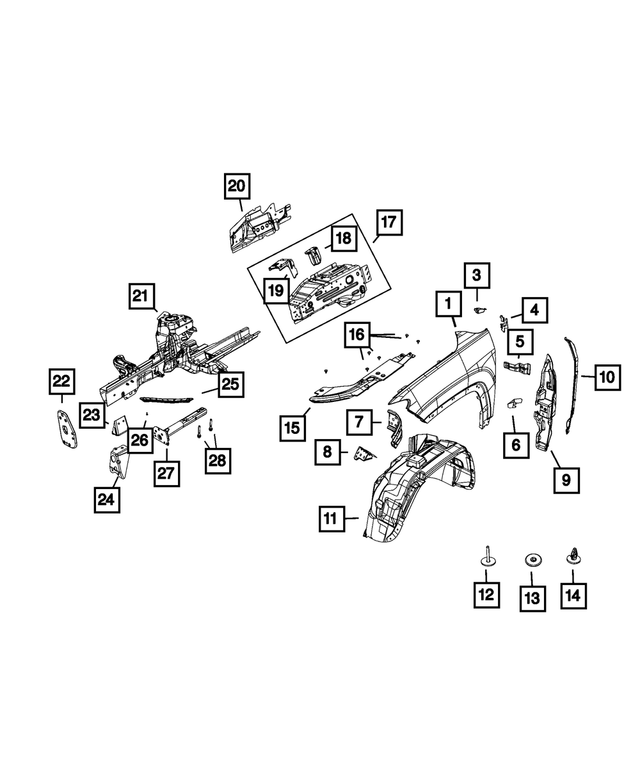 2017-2022 Jeep Compass Fender Bracket, Left 68242537AC | QuirkParts