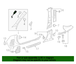 205-692-06-00-9051 - Body A-Pillar Trim Panel Cap 2015-2023 Mercedes ...