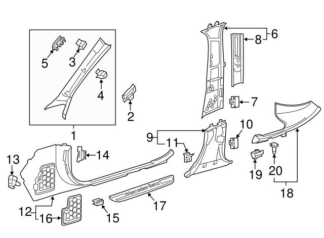 205-686-01-36-9051 - Door Sill Plate 2015-2021 Mercedes-Benz ...