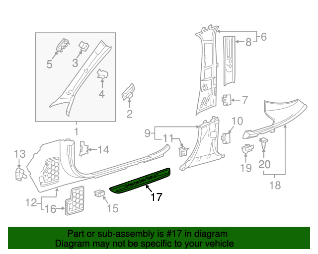 2015-2021 Mercedes-Benz Scuff Plate 205-680-96-10 | AutoNationParts.com