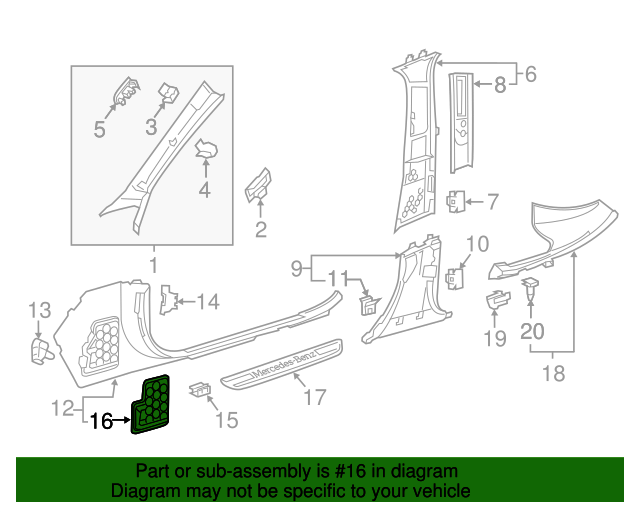 2015-2020 Mercedes-Benz Servicing Flap 205-687-01-00-9051 | MB OEM Parts