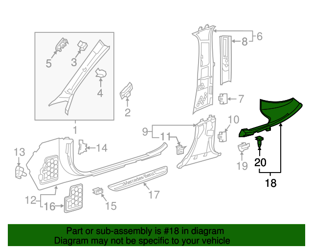 205-686-01-36-9051 - Door Sill Plate 2015-2021 Mercedes-Benz ...