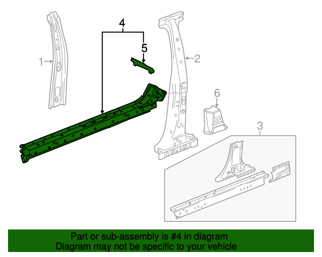 2015-2022 GM Passenger Side Rocker Outer Panel Reinforcement 42453093 ...