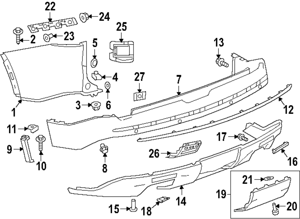 23288785 - Rear Bumper Fascia Rear Multifunction Carrier Opening Cover ...