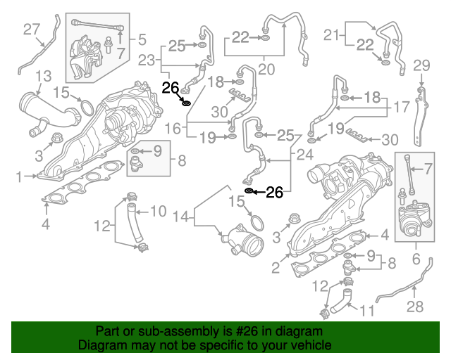 2013-2018 Audi Water Pipe Lower Seal WHT-001-011-A | Audi USA Parts