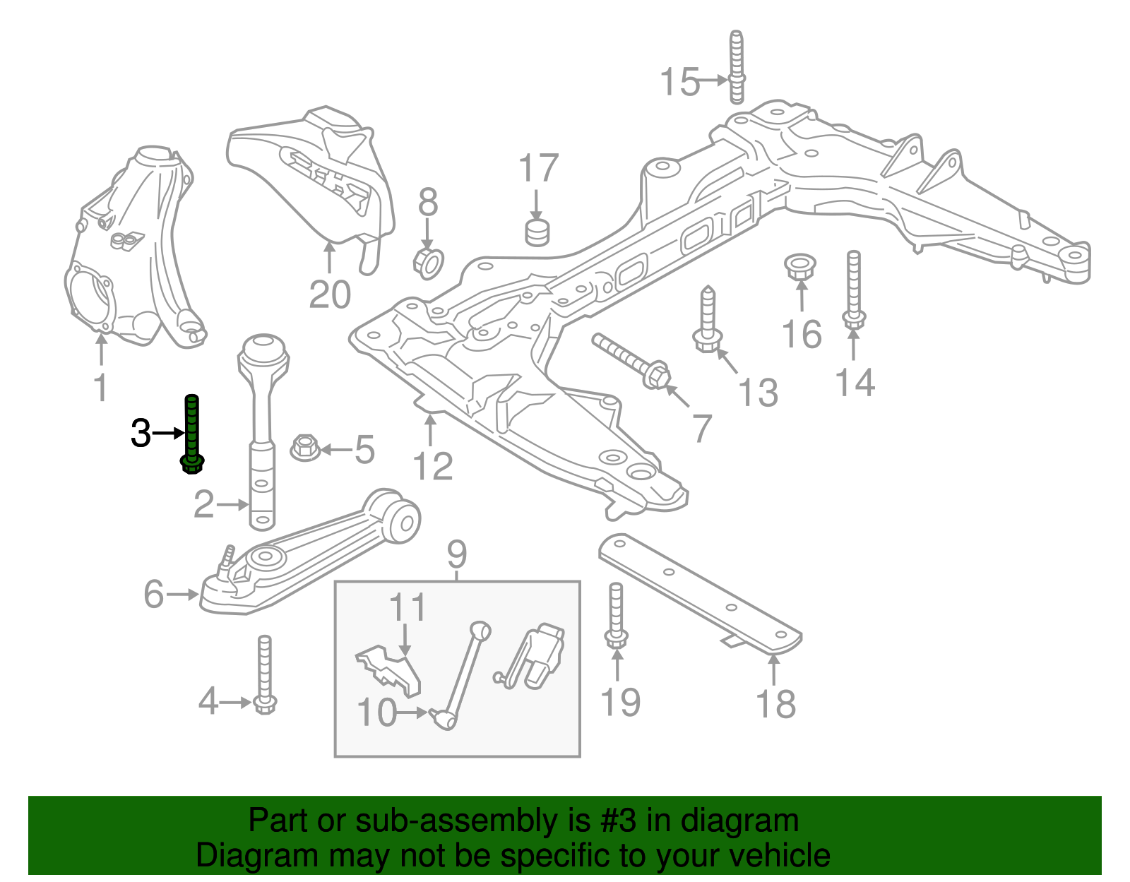 2012-2024 Porsche Track Bar Rear Bolt PAF-008-757 | Sunset Porsche Parts