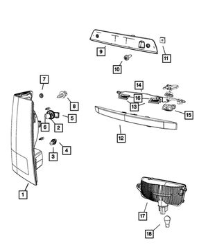 55157397AD - Center High Mounted Stop Lamp 2005-2010 Jeep Grand ...