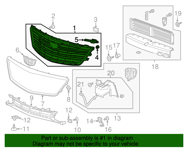 84124488 - Front Upper Grille 2016-2018 Cadillac CT6 | Chevrolet Parts ...