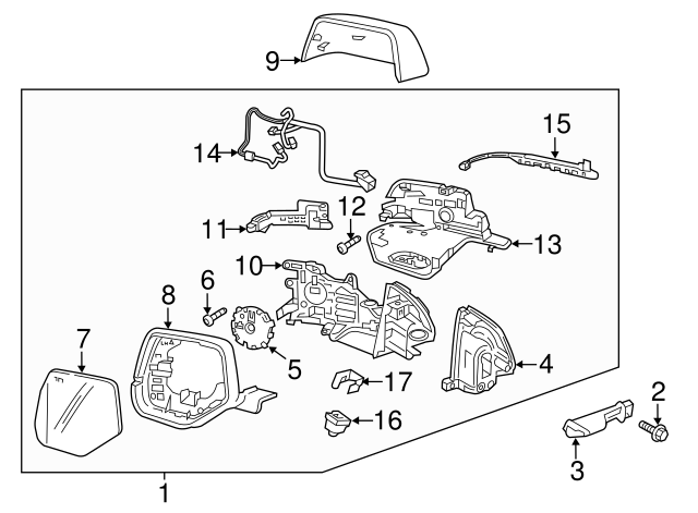23463324 - Passenger Side Rearview Mirror Bracket Cover 2018-2023 ...
