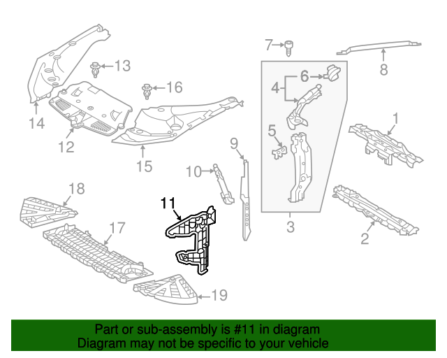 16593-70011 - Radiator Support Air Duct 2018-2023 Lexus ...