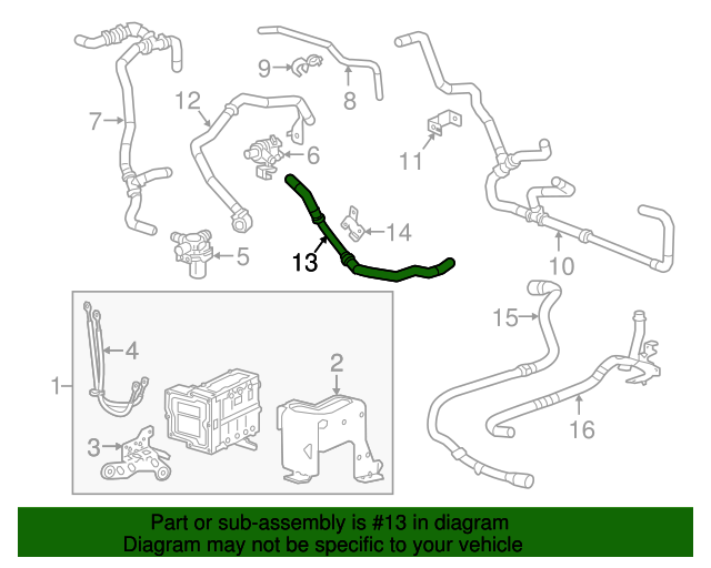 2016-2019 Chevrolet Volt HVAC Heater Coolant Heater Inlet Hose 23378378 ...