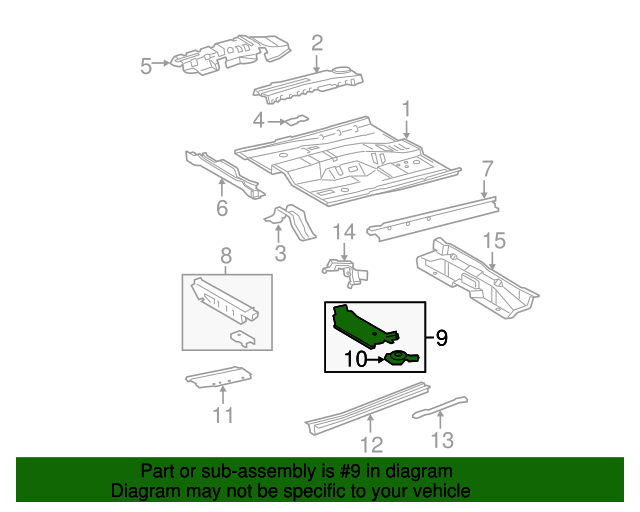 2005-2012 Toyota Floor Cross-Member 57454-07902 | Toyota San Diego Parts