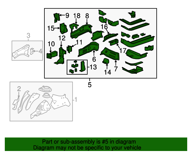 2015-2016 Cadillac SRX Driver Side Front Engine Compartment Front Lower ...