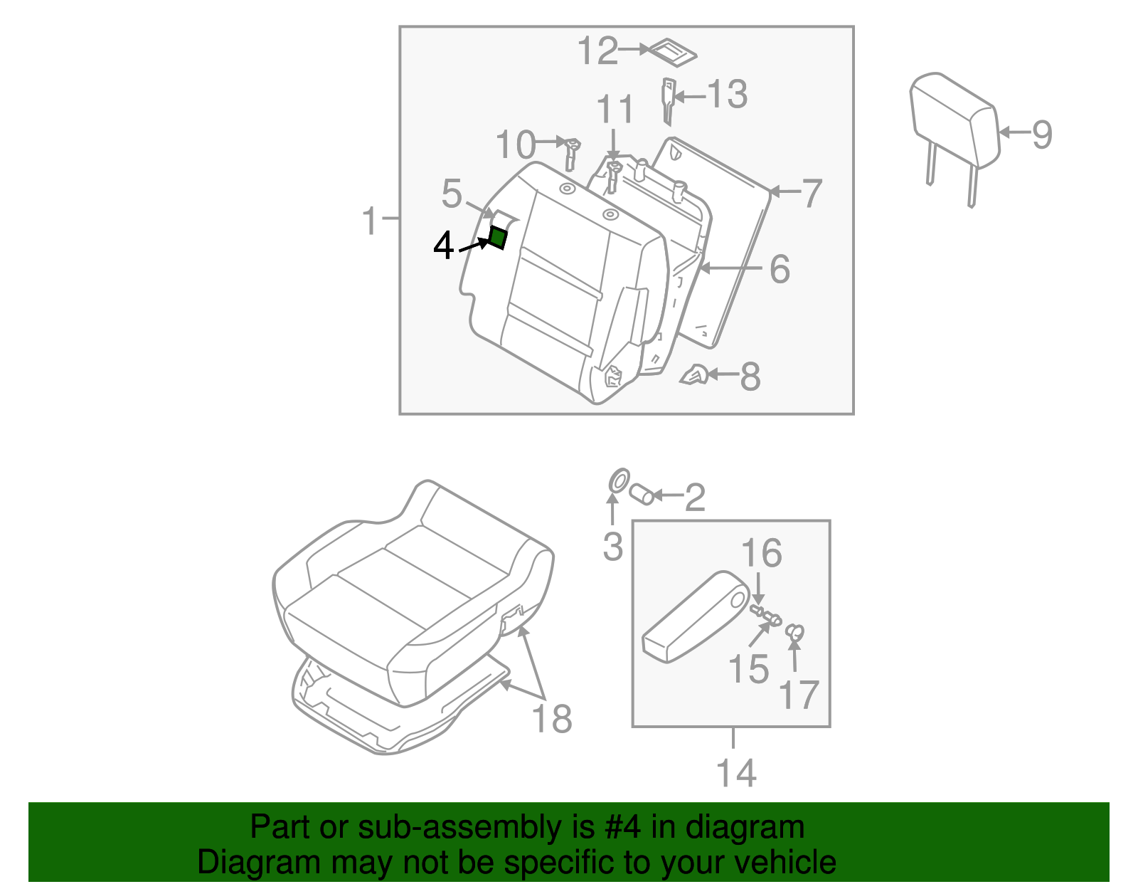 2005-2009 Nissan TITAN Seat Back Pad 87611-ZH000 | Boro Nissan Parts