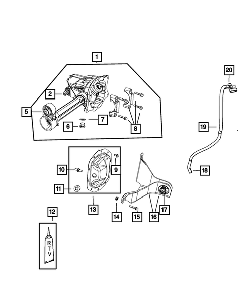 Front Axle; Housing, Differential and Vent for 2009 Jeep Liberty ...