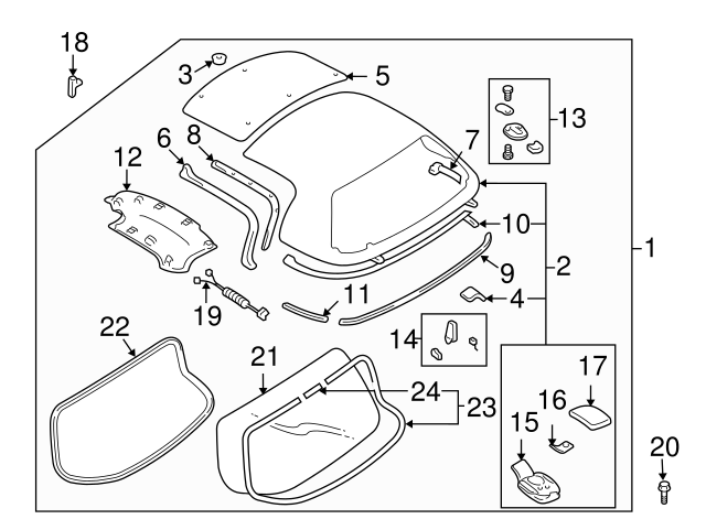1993-2005 Mazda Miata Back Glass NB40-63-931D | Mazda-Parts