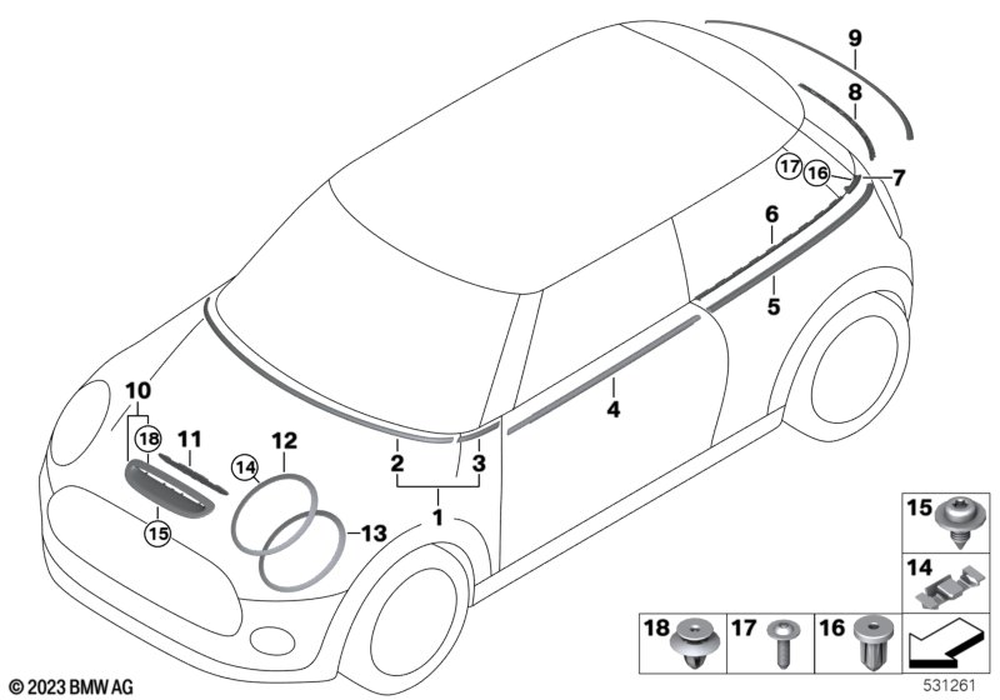 2013-2024 Mini Trim Ring, Headlight, Left 51137300631 | Retail ...