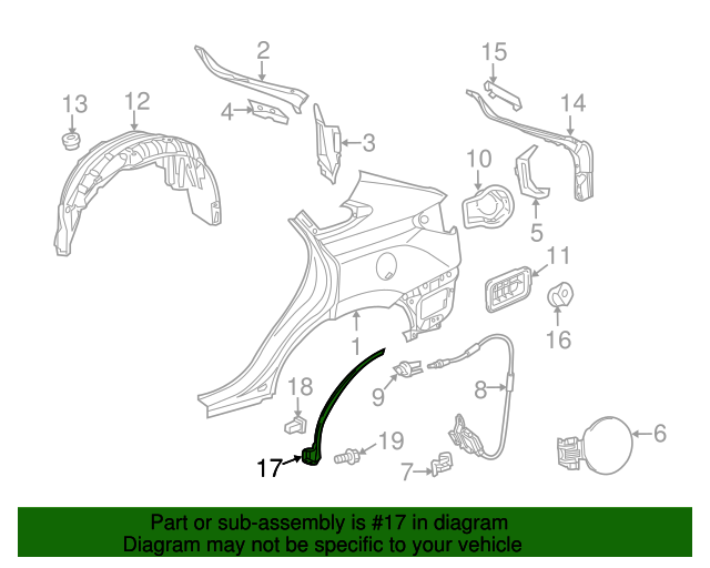 2010-2015 Lexus Wheel Arch Molding 75873-0E010 | AutoNationParts.com