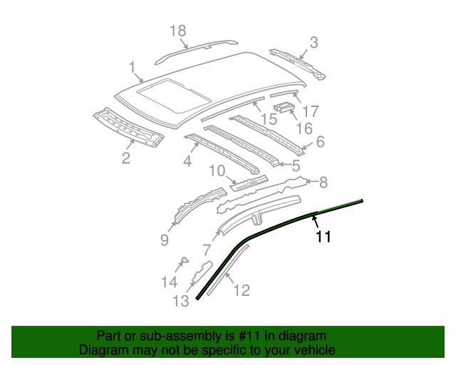 203-690-13-62-7167 - Drip Molding 2002-2005 Mercedes-Benz | Mercedes ...