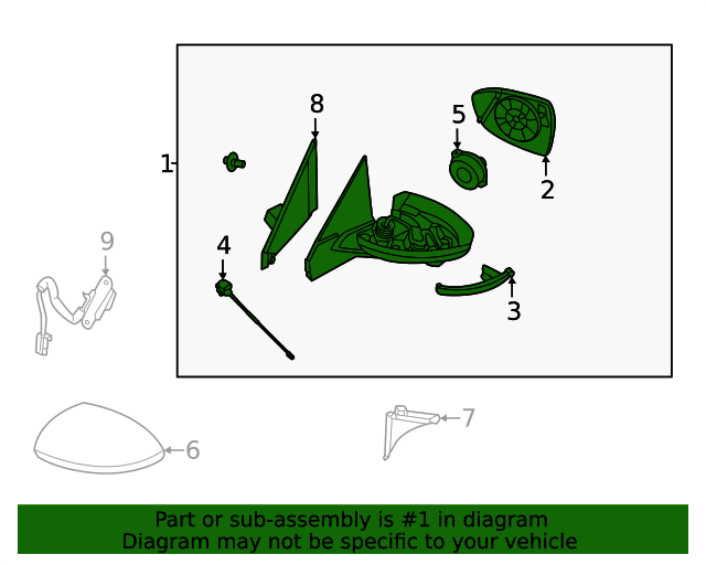 96302-6LB1A - Door Mirror Assembly-Left-Hand 2020-2024 Nissan Sentra ...
