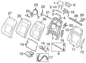 52-10-7-340-410 - Head restraint, basic, leather, electric 2014-2017 ...