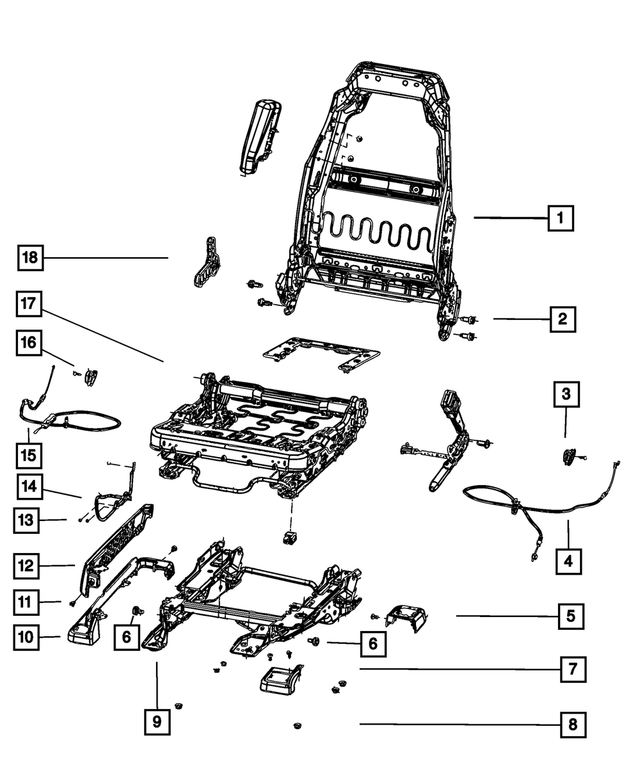 2011-2018 Jeep Front Seat Back Frame 68088755AB | Miracle Mopar