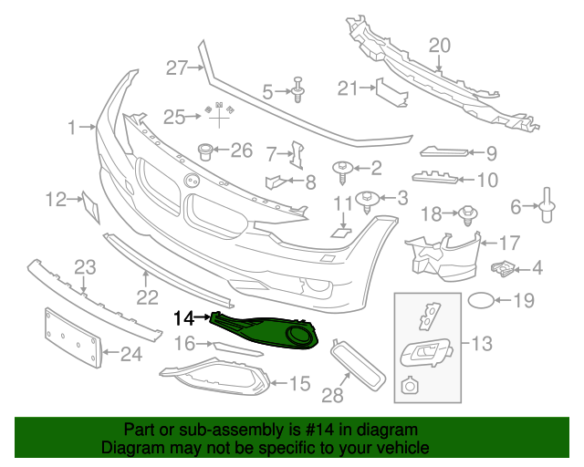 51117294684 - 2014-2020 BMW Fog Lamp Bezel (51-11-7-294-684) | BMW of ...