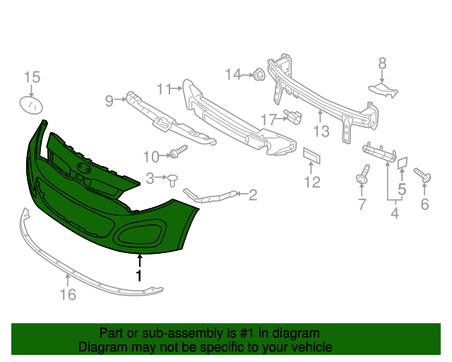 2012-2015 Kia Rio Bumper Cover 86511-1W200 | TascaParts.com